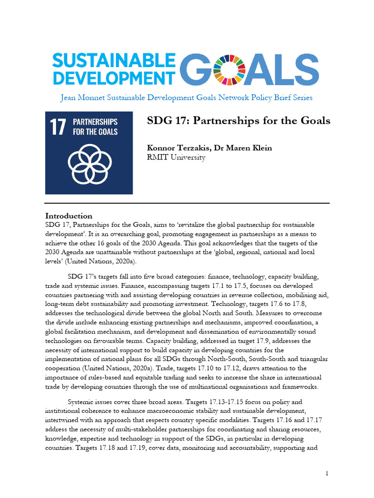 SDG 17: Global Partnerships for Development | PDF | Economies | World ...