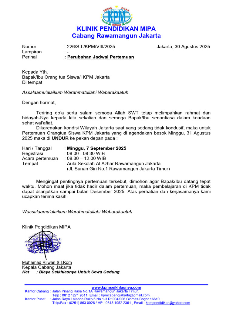 Surat Perubahan Pert OTM | PDF