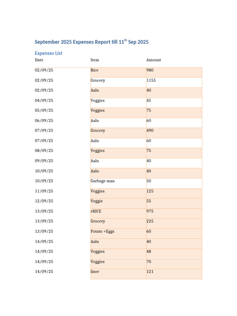 September 2025 Expenses | PDF