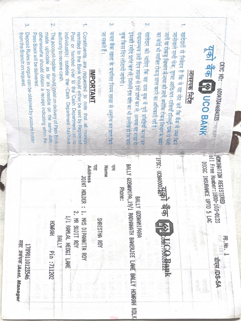 Bank Pass Book | PDF