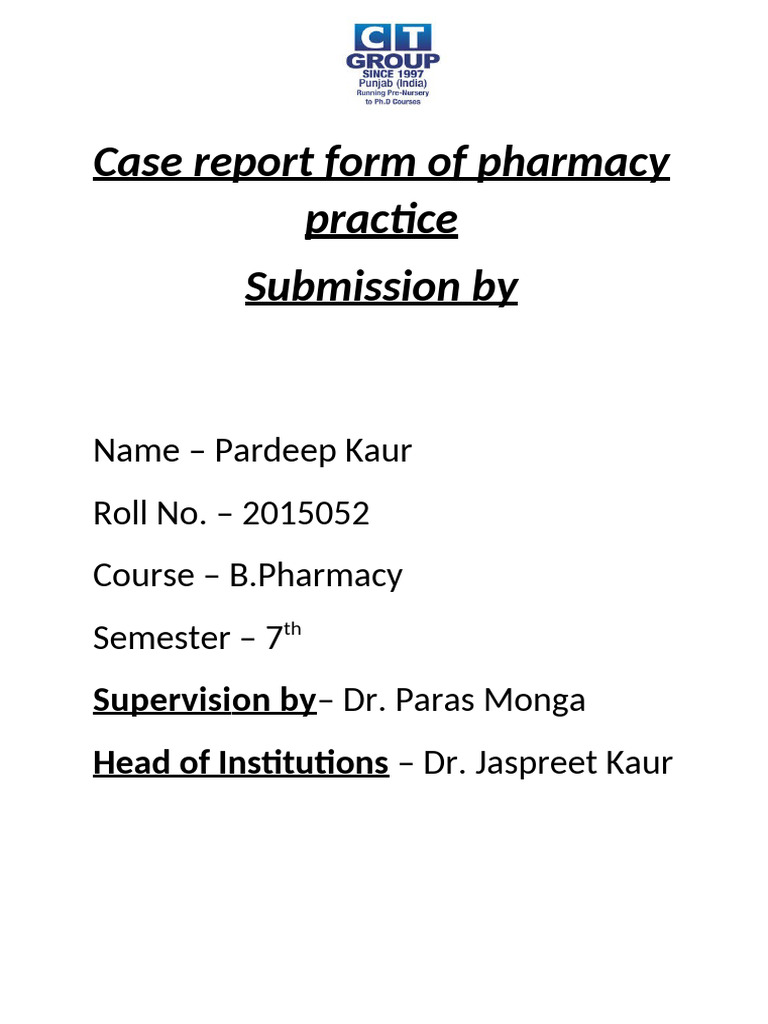 Pharmacy Practice Case Report Form | PDF