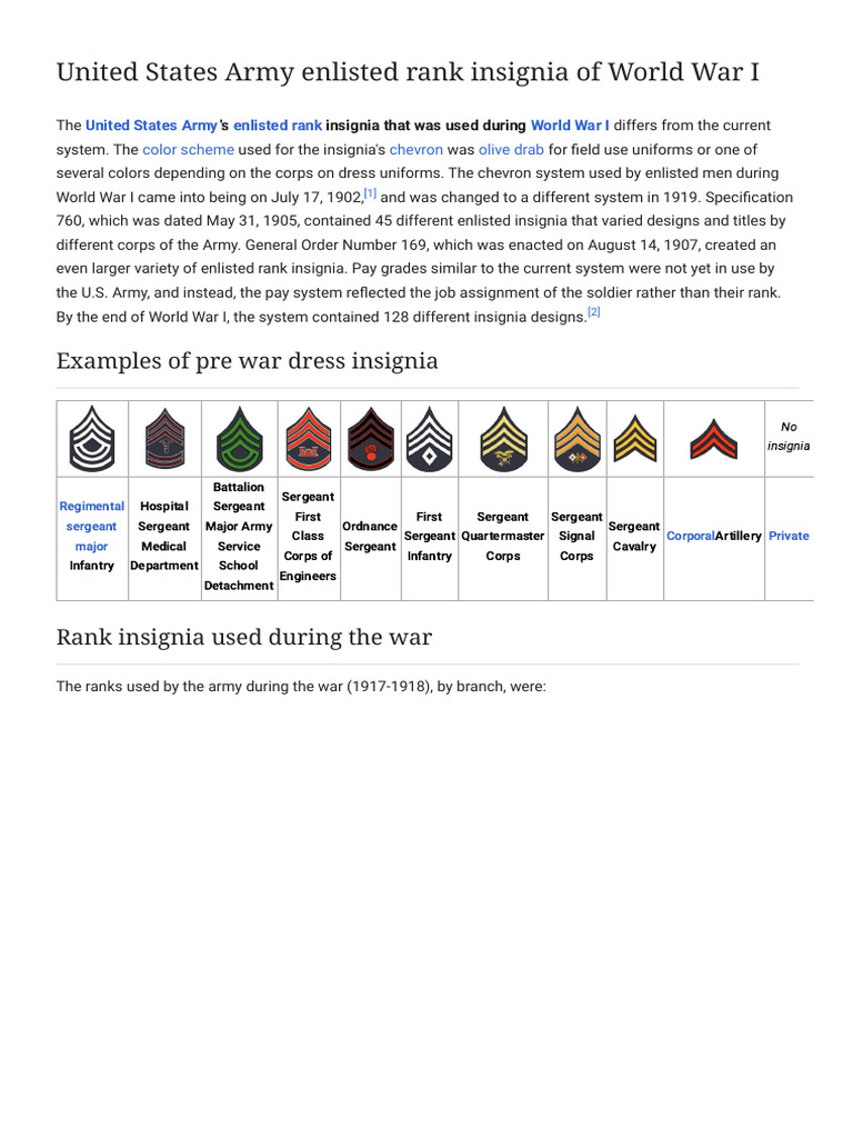 United States Army Enlisted Rank Insignia of World War I - Wikipedia ...