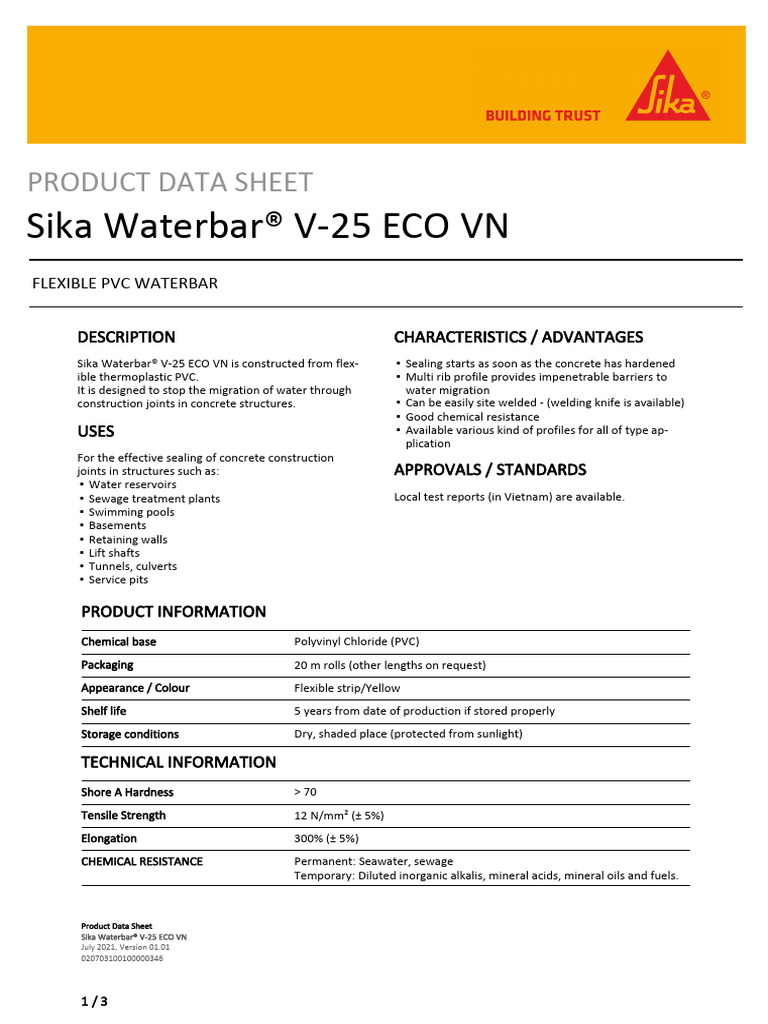 sika-waterbar-v-25ecovn | PDF | Welding | Construction