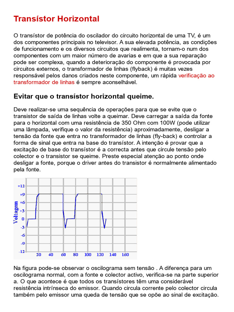 Manutenção do Transístor Horizontal em TVs | PDF | Transformador ...