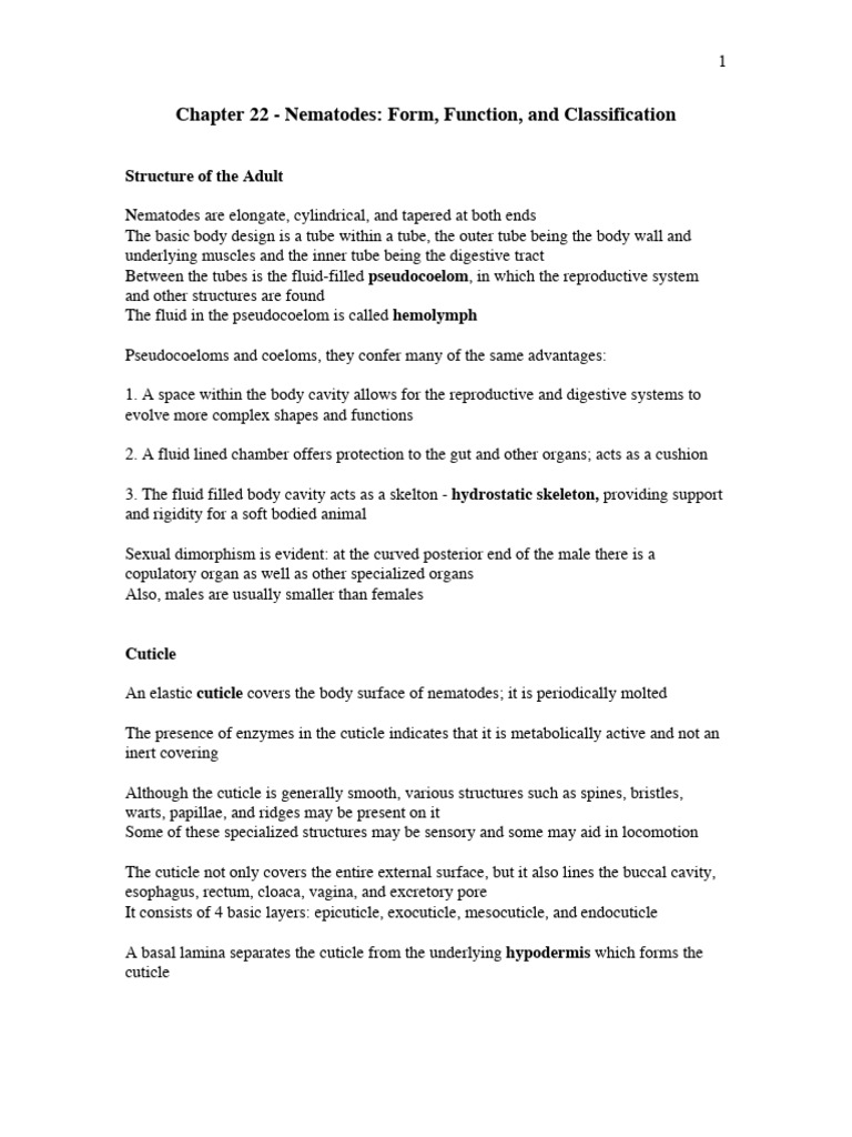 Nematodes: Structure and Classification | PDF | Nematode ...