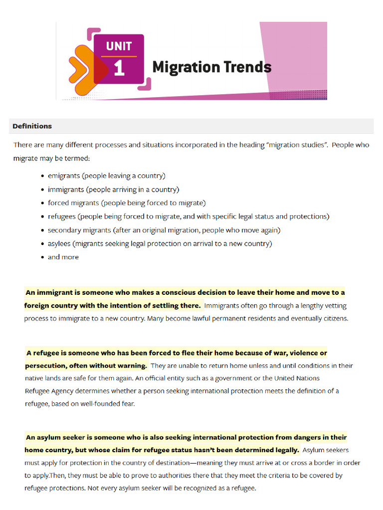 Migration Definitions | PDF