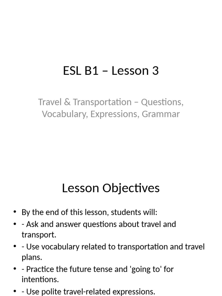 ESL B1 Lesson 3 Travel Transport | PDF | Baggage | Grammar