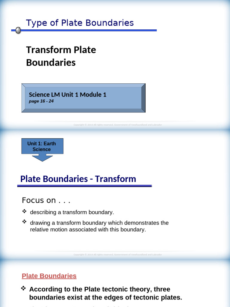 Lesson No. 6 Transform Plate Boundaries | PDF | Plate Tectonics ...