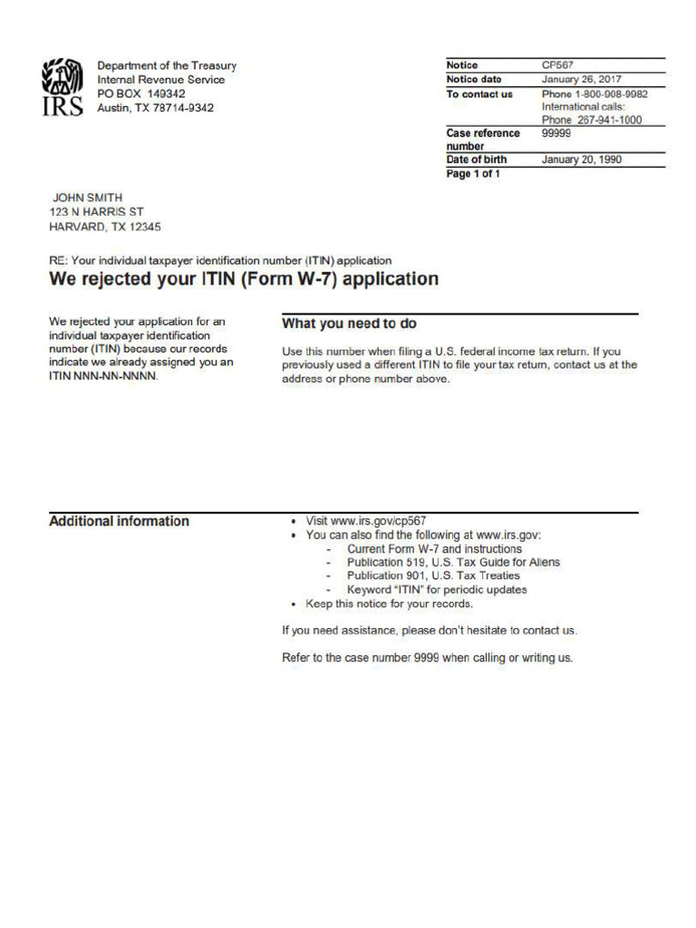 IRS Rejection Letter | PDF