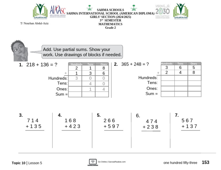L10-5 Add Using Partial Sum. | PDF