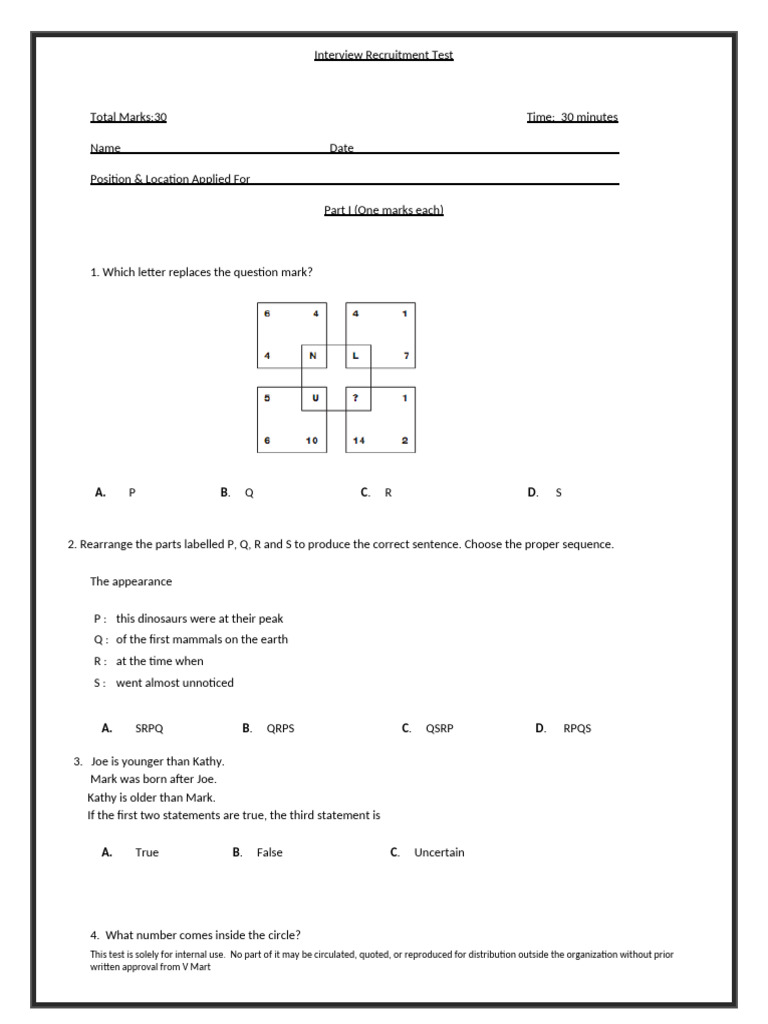 Campus Recruitment Test | PDF