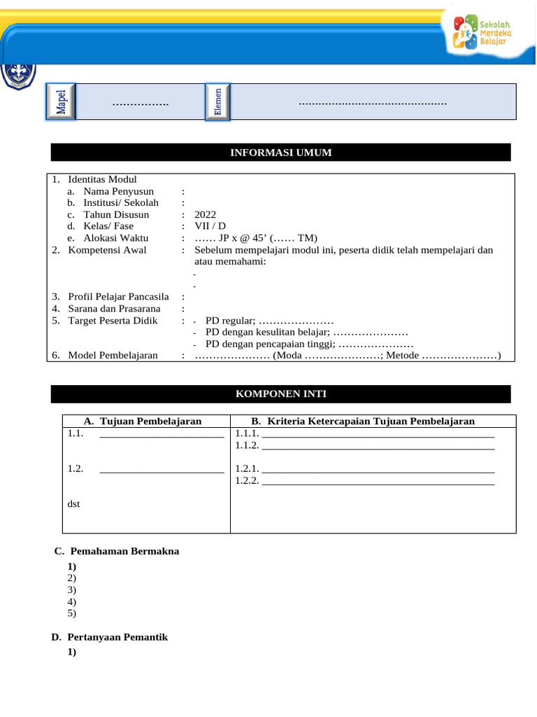 Template Modul Ajar 2306 | PDF