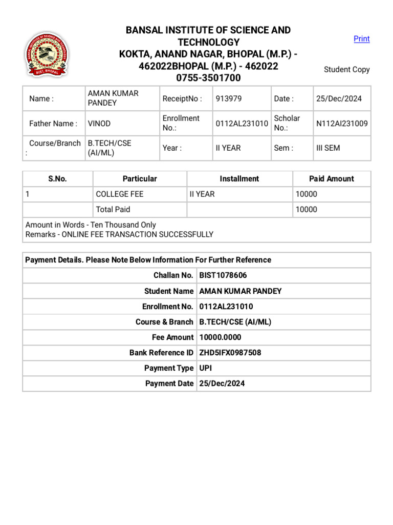 Student Registration Form 1 | PDF