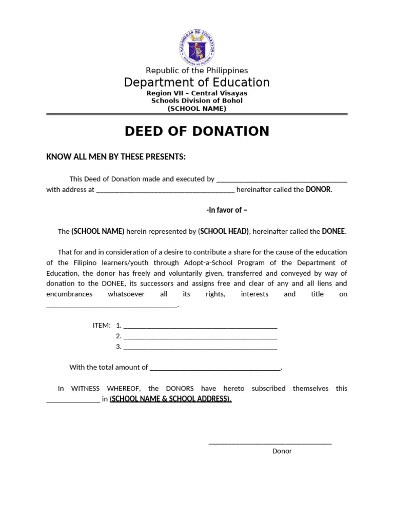 Deed of Donation Deed of Acceptance 1 | PDF | Property Law | Civil Law ...