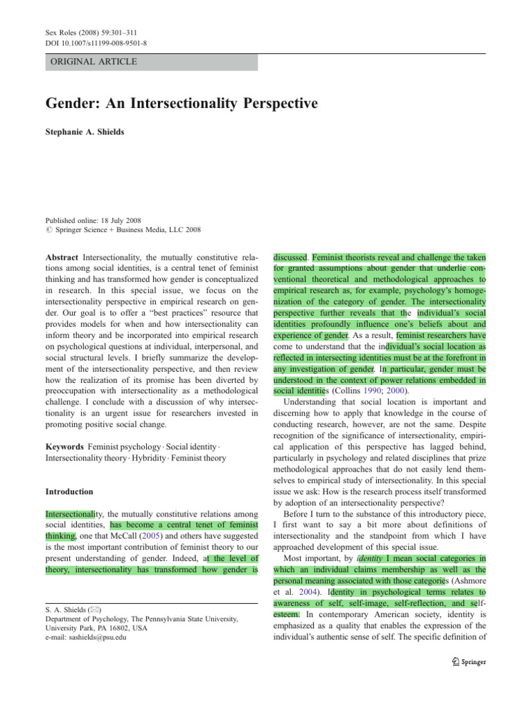 Intersectionality in Gender Research | PDF | Intersectionality | Gender