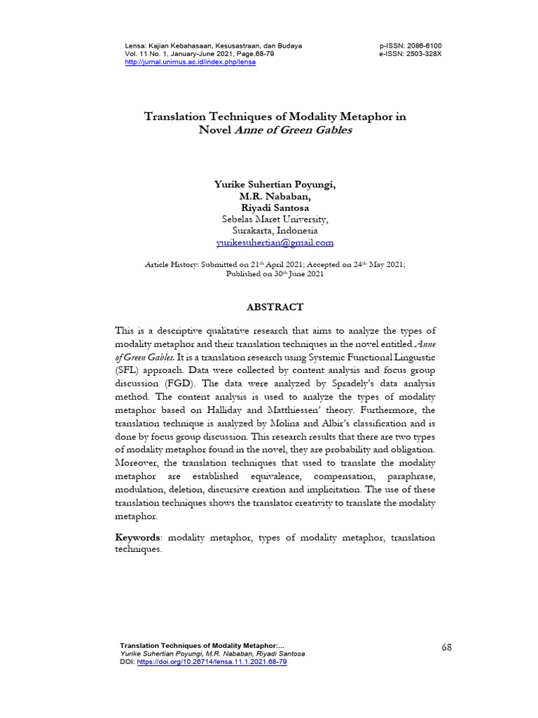 Translation Techniques of Modality Metap | PDF | Semantics | Translations