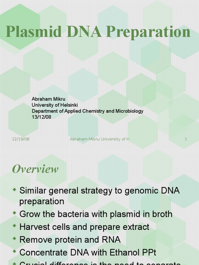 Plasmid DNA Preparation Techniques | PDF | Plasmid | Centrifugation