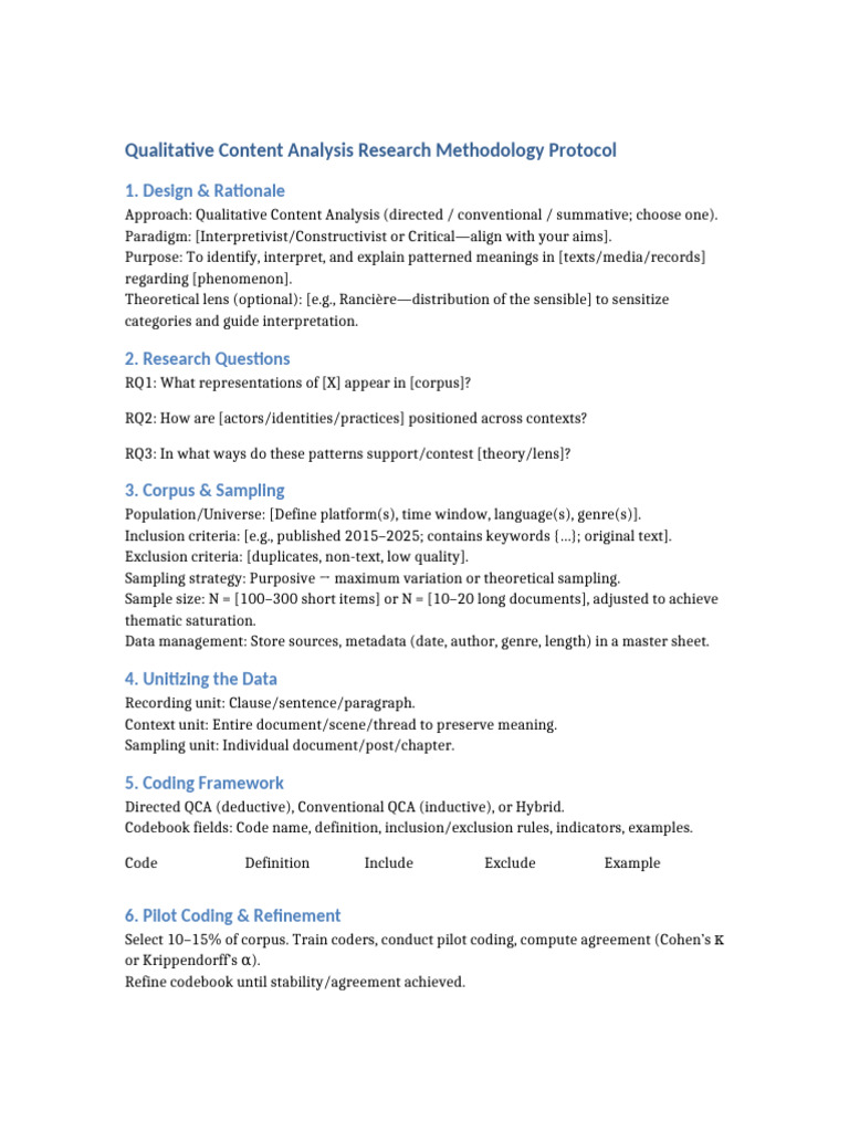 Qualitative Content Analysis Protocol | PDF