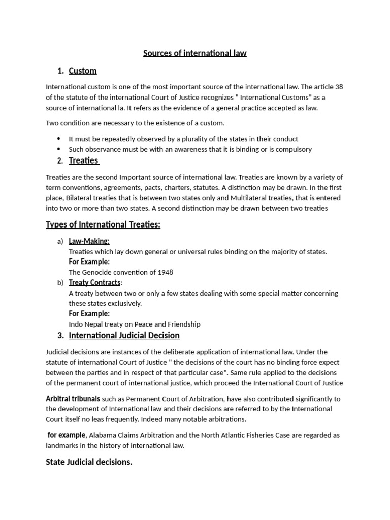 Sources of International Law | PDF | Treaty | International Law