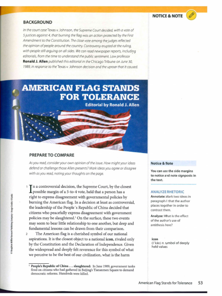 American Flag Stands For Tolerance G10 | PDF
