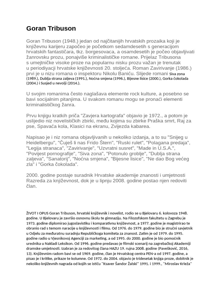 Goran Tribuson | PDF