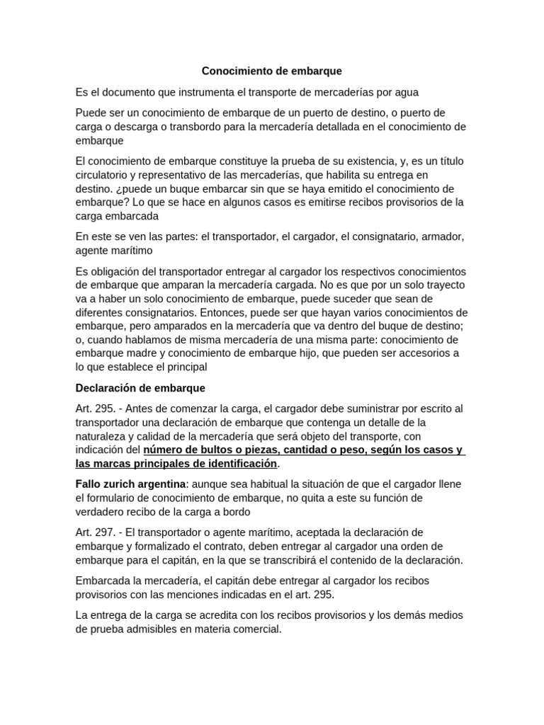Guía sobre Conocimiento de Embarque | PDF | Guía de carga | Póliza de ...