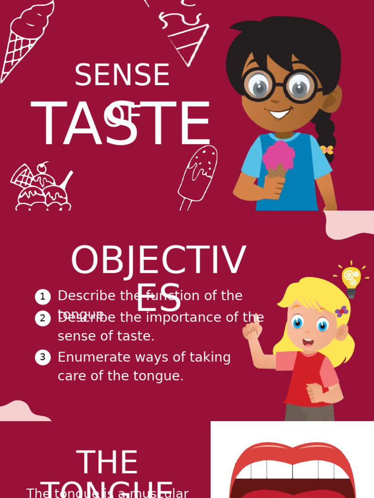 Sense of Taste Science Presentation in Maroon Illustrative Style ...