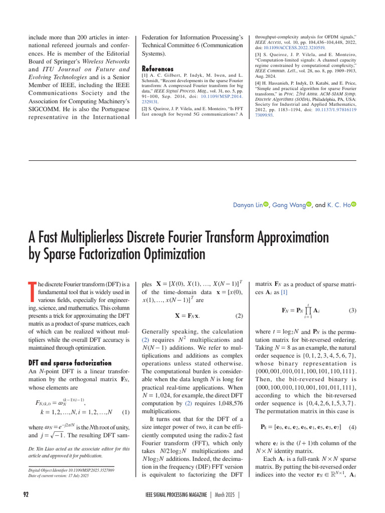 A Fast Multiplierless Discrete Fourier Transform Approximation by ...