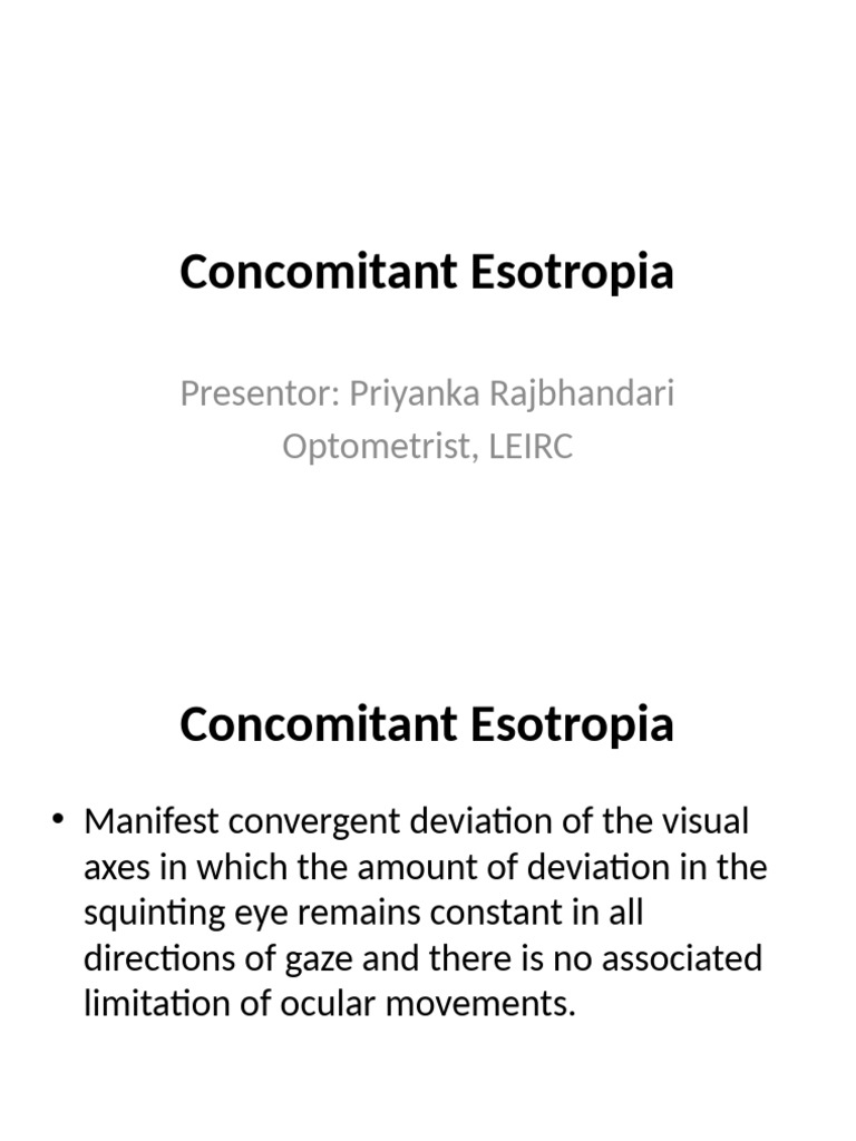 Understanding Concomitant Esotropia | PDF | Ophthalmology | Vision