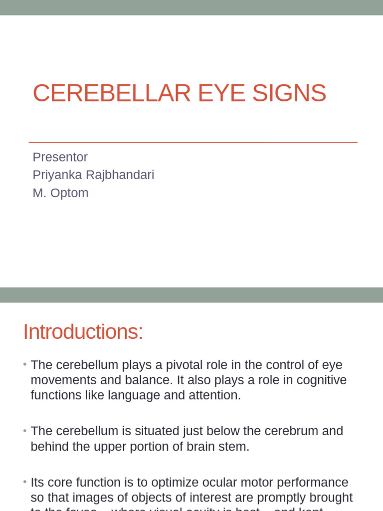 Cerebellar Eye Signs Overview | PDF | Cerebellum | Vertigo