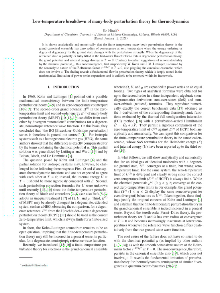 Low-Temperature Breakdown of Many-Body Perturbation Theory For ...