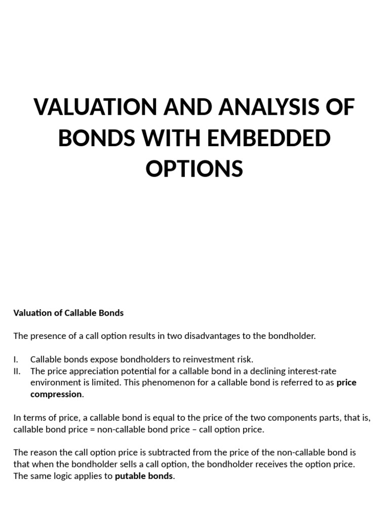Bond Valuation with Embedded Options | PDF | Bonds (Finance) | Option ...