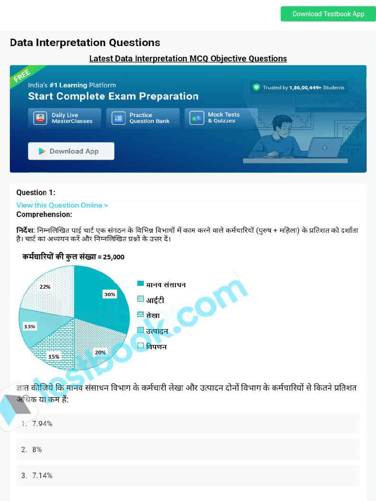 MCQ On Data Interpretation 5eea6a1639140f30f369f555 | PDF