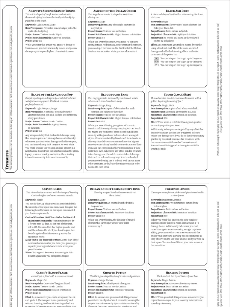 Delian Tomb Handout Treasures, Titles, and Followers v1.01 | PDF