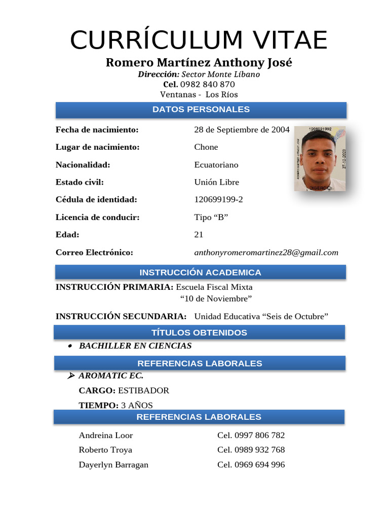 Hoja de Vida Romero Martinez | PDF