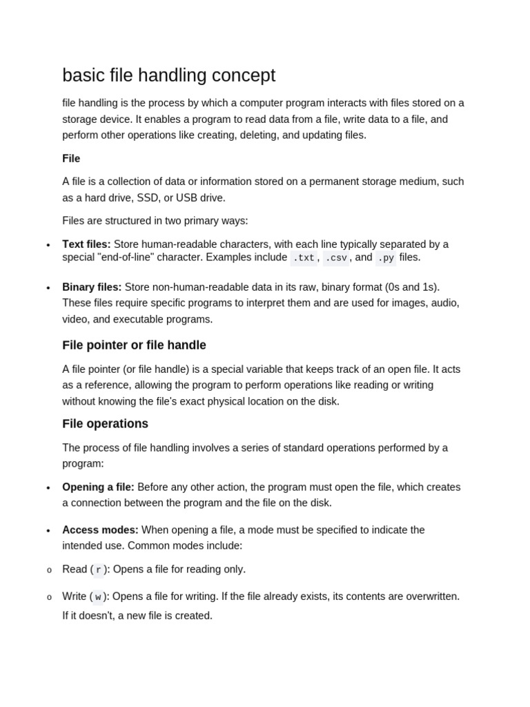 Basic File Handling Concept in Computer Fundamentals | PDF | Computer File | Computer Data Storage
