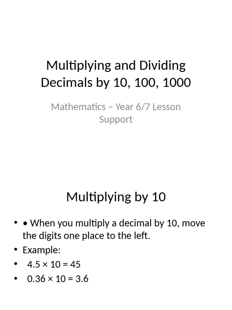 Multiplying Dividing Decimals | PDF