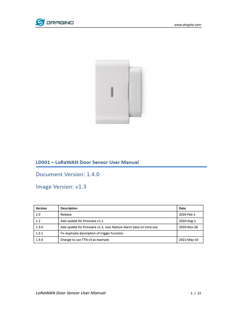 LoRaWAN Door Sensor User Manual | PDF | Information And Communications ...