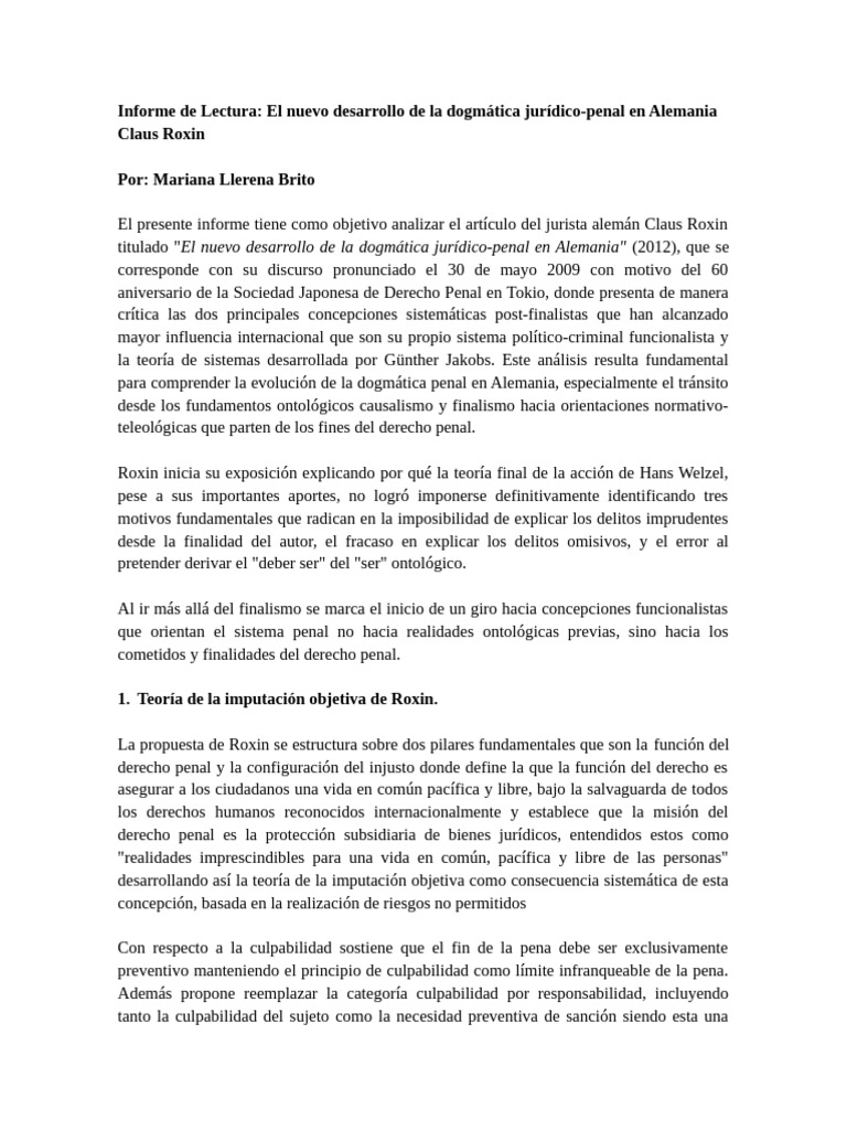 Dogmática jurídico-penal en Alemania: Roxin y Jakobs | PDF | Derecho ...
