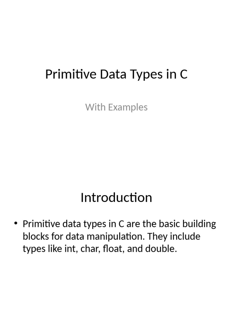 Primitive Data Types in C Explained | PDF