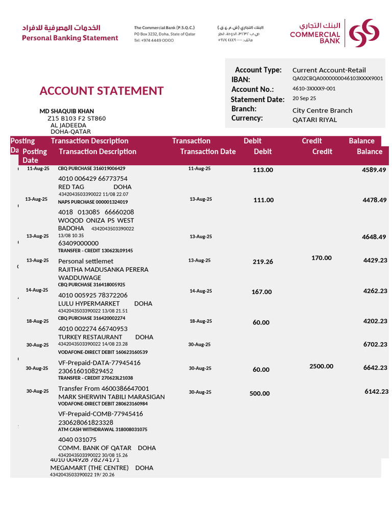 STMT 46103XXXX9001 | PDF | Economies | Banking Technology