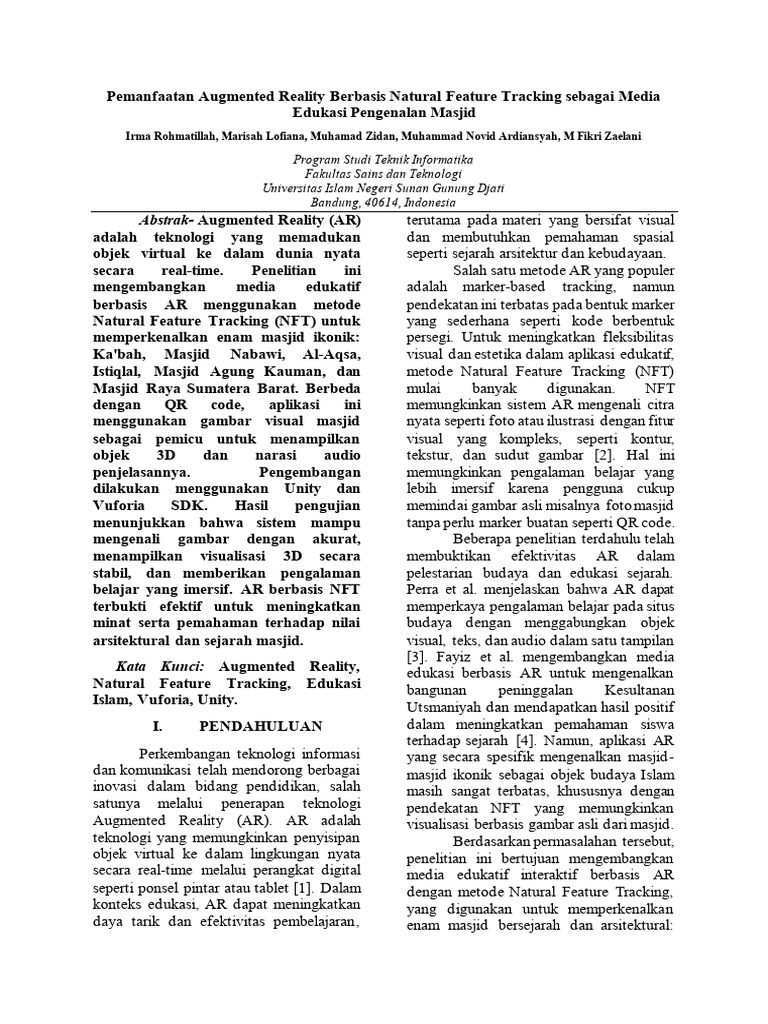 Pemanfaatan Augmented Reality Berbasis Natural Feature Tracking sebagai Media Edukasi Pengenalan ...