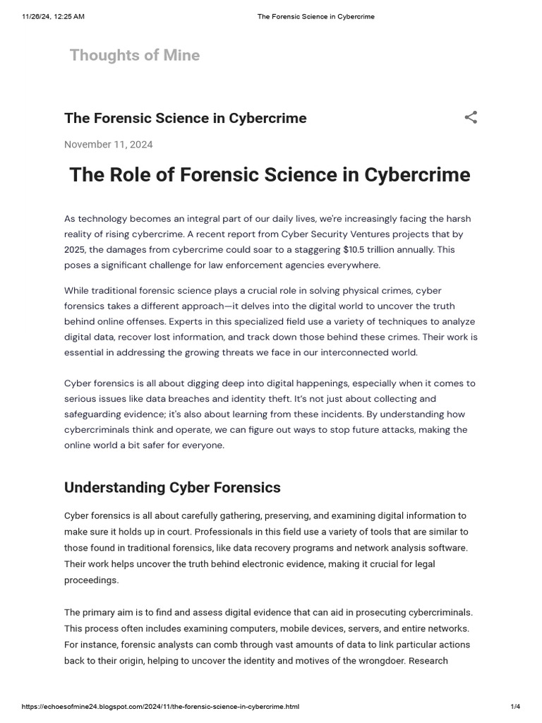 Cyber Forensics in Cybercrime Investigation | PDF | Cybercrime | Security