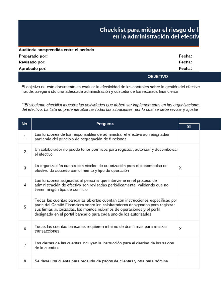 Checklist para Mitigar El Riesgo Efectivo | PDF | Contabilidad