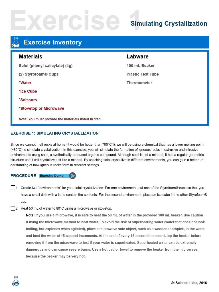 PG Lab 4 Exercise 1 Crystallization | PDF | Water | Thermometer