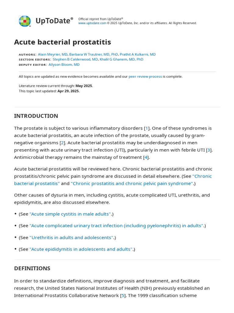 Prostatite | PDF | Urinary Tract Infection | Sepsis
