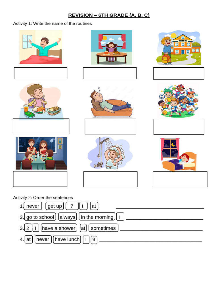 6th Grade Daily Routine Revision Activities | PDF