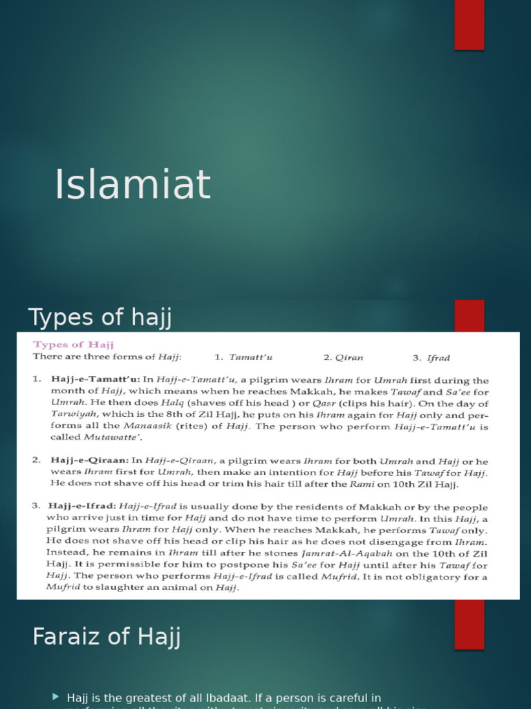 Islamiat Types of Hajj | PDF