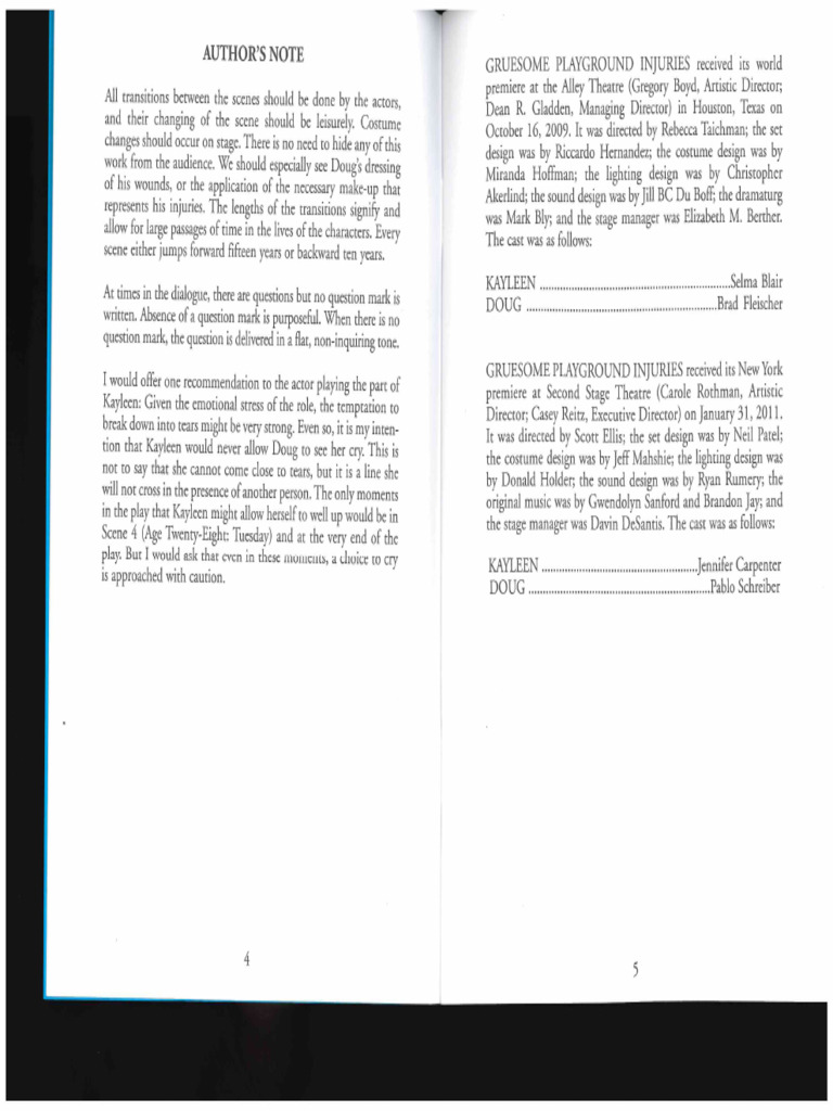 Gruesome Playground Injuries Play Script | PDF