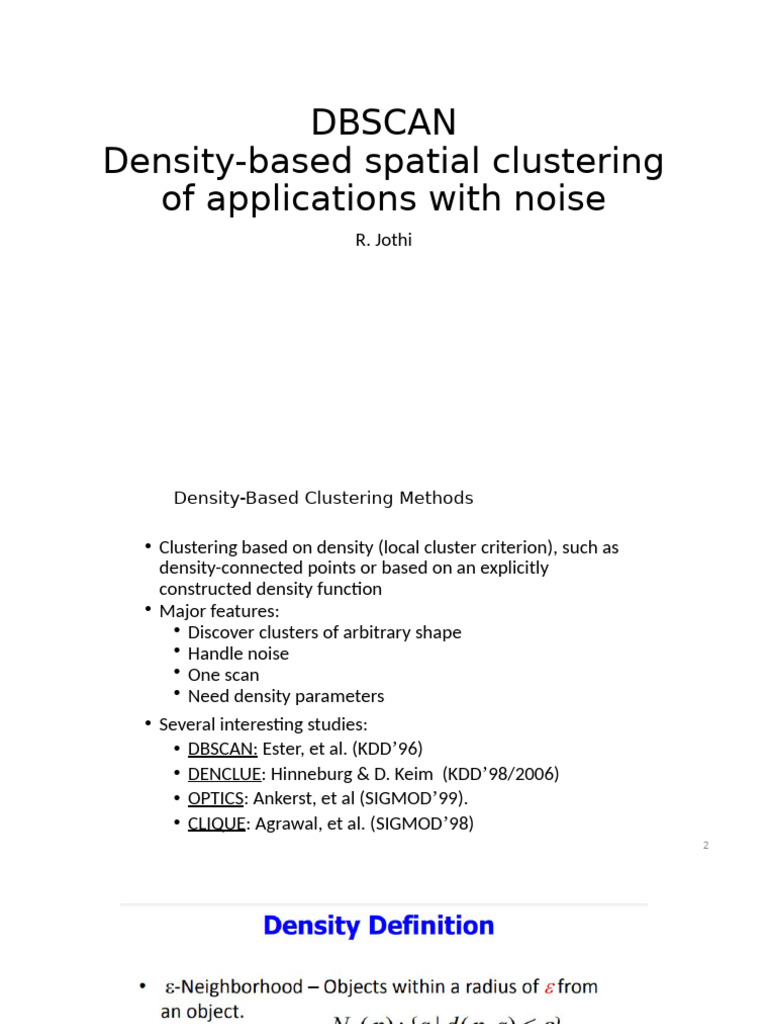 DBSCAN | PDF | Cluster Analysis | Algorithms And Data Structures